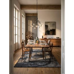 KADIMA DESIGN Esstisch Massivholz Metall Trapezgestell Baumkante Rechteckig, Akazie 200x100x76 cm