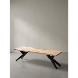 KADIMA DESIGN Esszimmerbank Massivholz Metall Loft-Stil, Akazie 175x45x45 cm