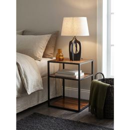 KADIMA DESIGN Nachttisch &ndash; Massivholz/Metall, 40x50x35 cm, hoch, Ablage, Industrial-Stil