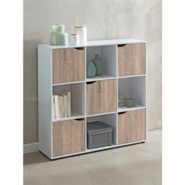KADIMA DESIGN Sideboard &ndash; MASSA, 89x91x29 cm, Sonoma, 9 F&auml;cher, 5 T&uuml;ren