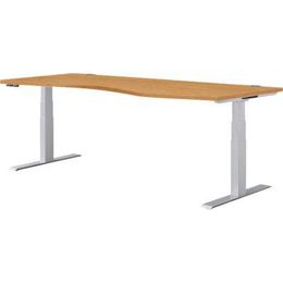 Sch&auml;fer Shop Sch&auml;fer Shop Genius Schreibtisch MODENA FLEX, elektrisch h&ouml;henverstellbar, Freiform, Ansatz rechts, B 1800 mm, Buche/wei&szlig;alu