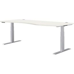 Sch&auml;fer Shop Sch&auml;fer Shop Genius Schreibtisch MODENA FLEX, elektrisch h&ouml;henverstellbar, Freiform, Ansatz rechts, B 1800 mm, wei&szlig;/wei&szlig;alu