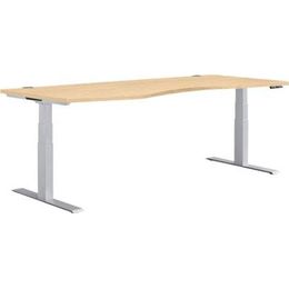 Sch&auml;fer Shop Sch&auml;fer Shop Genius Schreibtisch MODENA FLEX, elektrisch h&ouml;henverstellbar, Freiform, Ansatz links, B 1800 mm, Ahorn/wei&szlig;alu