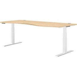 Sch&auml;fer Shop Sch&auml;fer Shop Genius Schreibtisch MODENA FLEX, elektrisch h&ouml;henverstellbar, Freiform, Ansatz rechts, B 1800 mm, Ahorn/wei&szlig;
