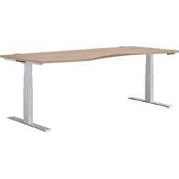 Sch&auml;fer Shop Sch&auml;fer Shop Genius Schreibtisch MODENA FLEX, elektrisch h&ouml;henverstellbar, Freiform, Ansatz links, B 1800 mm, Eiche/wei&szlig;alu