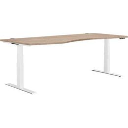 Sch&auml;fer Shop Sch&auml;fer Shop Genius Schreibtisch MODENA FLEX, elektrisch h&ouml;henverstellbar, Freiform, Ansatz links, B 1800 mm, Eiche/wei&szlig;