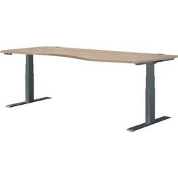 Sch&auml;fer Shop Sch&auml;fer Shop Genius Schreibtisch MODENA FLEX, elektrisch h&ouml;henverstellbar, Freiform, Ansatz rechts, B 1800 mm, Eiche/anthrazit
