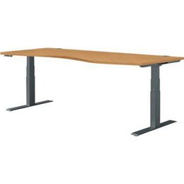 Sch&auml;fer Shop Sch&auml;fer Shop Genius Schreibtisch MODENA FLEX, elektrisch h&ouml;henverstellbar, Freiform, Ansatz rechts, B 1800 mm, Buche/anthrazit
