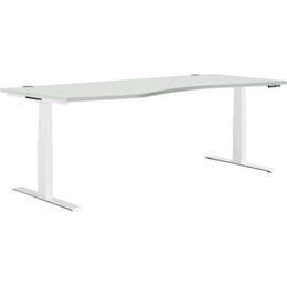 Sch&auml;fer Shop Sch&auml;fer Shop Genius Schreibtisch MODENA FLEX, elektrisch h&ouml;henverstellbar, Freiform, Ansatz links, B 1800 mm, lichtgrau/wei&szlig;