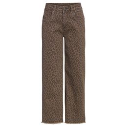 Gina Damen Wide-Leg-Jeans im Leo-Look