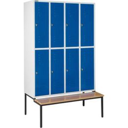 Sch&auml;fer Shop Sch&auml;fer Shop Select Kleiderspind, 4x2 Abteile, m. Sitzbank, 300mm, Drehriegelverschluss, T&uuml;r enzianblau