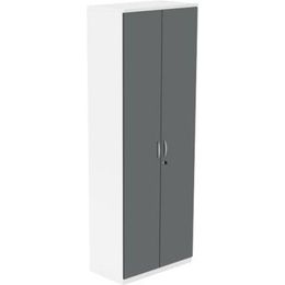 Schrank NEVADA, B 800 x T 445 x H 2225 mm, wei&szlig;/dunkelgrau