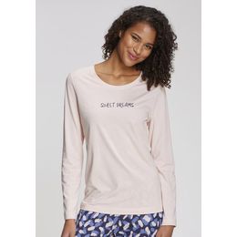 s.Oliver Pyjamaoberteil pink Gr. 40/42 f&uuml;r Damen. Rundhals und Print. Basic. Nachhaltig.