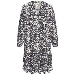 Vivance Longtunika 'mit Volant am Saum, lockeres Blusenkleid im Boho-Style, langarm' mehrfarbig Gr. 38 f&uuml;r Damen. Mit V-Ausschnitt. Figurumspielend. 