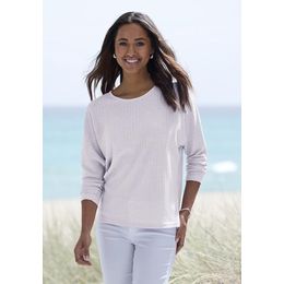 Vivance Langarmshirt 'in modischer Struktur-Optik' violett Gr. 36/38 f&uuml;r Damen. Mit Rundhals. Figurumspielend. Nachhaltig.