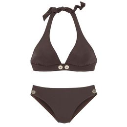VIVANCE BY LASCANA Set: Triangel-Bikini 'Pauline' dunkelbraun Gr. 36 Cup C/D. Mit Kn&ouml;pfe. Ohne B&uuml;gel
