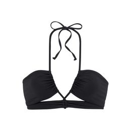 s.Oliver Bandeau-Bikini-Top 'Joy' schwarz Gr. 40 Cup C/D. Mit Raffung. Mit Seitlichen St&auml;bchen Und Ohne B&uuml;gel. Nachhaltig.