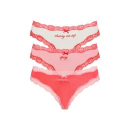LSCN BY LASCANA String pink Gr. 48/50 f&uuml;r Damen. Mit Spitzenkanten