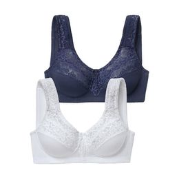 PETITE FLEUR BY LASCANA Entlastungs-BH blau+wei&szlig; Gr. 90E. Ohne B&uuml;gel. Nachhaltig.