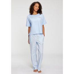 Copenhagen Studios T-Shirt blau Gr. 40/42 f&uuml;r Damen. Rundhals und Logostickerei. Loose Fit. Nachhaltig.