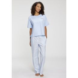 Copenhagen Studios T-Shirt blau Gr. 32/34 f&uuml;r Damen. Rundhals und Logostickerei. Loose Fit. Nachhaltig.
