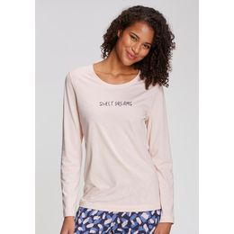 s.Oliver Pyjamaoberteil pink Gr. 32/34 f&uuml;r Damen. Rundhals und Print. Basic. Nachhaltig.
