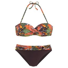 VIVANCE BY LASCANA Set: B&uuml;gel-Bandeau-Bikini 'Foglia' mehrfarbig Gr. 34 Cup B. Mit Seitlichen St&auml;bchen Und Mit B&uuml;gel