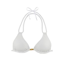 Lascana Triangel-Bikini-Top 'Omara' beige Gr. 40 Cup A/B. Mit Zierperlen. Ohne B&uuml;gel. Nachhaltig.