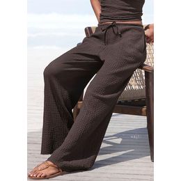 Lascana Schlupfhose 'b&uuml;gelfrei mit weitem Bein' dunkelbraun Gr. 46 f&uuml;r Damen. Figurumspielend