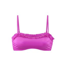 Lascana Bandeau-Bikini-Top 'Liora' pink Gr. 38 Cup A/B. Mit R&uuml;schen. Mit Seitlichen St&auml;bchen. Nachhaltig.