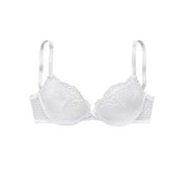 VIVANCE BY LASCANA Push-up-BH wei&szlig; Gr. 70C. Mit Spitze, Schleife. Mit Herausnehmbaren Kissen und mit B&uuml;gel