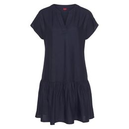 s.Oliver Blusenkleid 'mit Volant am Rock' blau Gr. 36 f&uuml;r Damen. Mit V-Ausschnitt. Figurumspielend. Nachhaltig.