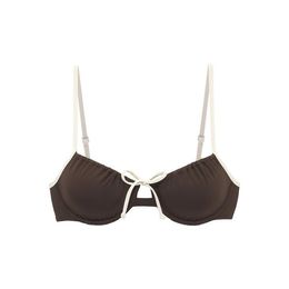 Copenhagen Studios B&uuml;gel-Bikini-Top 'Emma' chocolate Gr. 42 Cup C. Mit Kontrastbes&auml;tze. Mit B&uuml;gel. Nachhaltig.