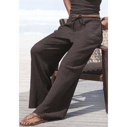 Lascana Schlupfhose 'b&uuml;gelfrei mit weitem Bein' dunkelbraun Gr. 36 f&uuml;r Damen. Figurumspielend