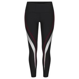 active by Lascana LASCANA ACTIVE Leggings schwarz Gr. XL (48/50) f&uuml;r Damen. Mit Badge, Logodruck, Piping. Figurbetont