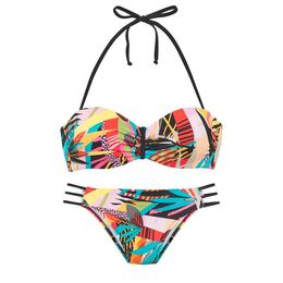 Bruno Banani Set: B&uuml;gel-Bandeau-Bikini 'Onyx' mehrfarbig Gr. 44 Cup E. Mit Zierperlen. Mit B&uuml;gel Und Mit Seitlichen St&auml;bchen