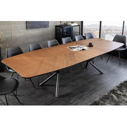 Riess Ambiente Ausziehbarer Esstisch GRANDEZZA 180-270cm natur Walnuss schwarz Metall Riess-Ambiente Esszimmertisch K&uuml;chentisch rechteckig 2 Personen
