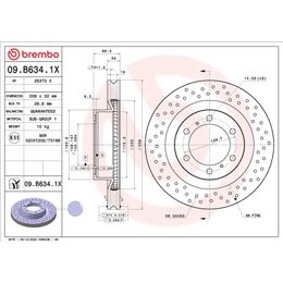 Brembo Bremsscheibe 09.B634.1X 338mm 32mm f&uuml;r TOYOTA (FAW)