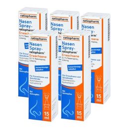 5x Nasenspray-ratiopharm Erwachsene 15 ml