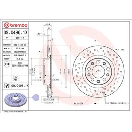 Brembo Bremsscheibe 09.C496.1X 292mm 22mm f&uuml;r ALFA ROMEO