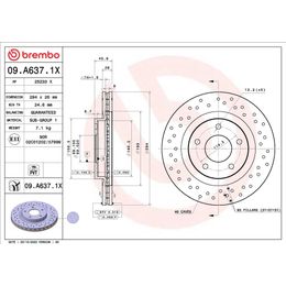 Brembo Bremsscheibe 09.A637.1X 294mm 26mm f&uuml;r JEEP Chrysler (BBDC) LANCIA