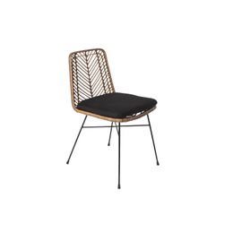 Esszimmerstuhl Korbstuhl Rattan Farbe braun inkl. Sitzkissen DETROIT