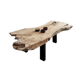 Couchtisch Beistelltisch massiv Teakholz naturbelassen 110x60x40 cm schwarz IBIZA