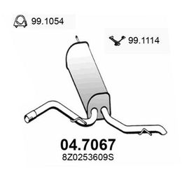 Asso Endschalld&auml;mpfer 047067 f&uuml;r Audi