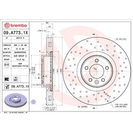 Brembo Bremsscheibe 09.A773.1X 380mm 34mm f&uuml;r LAND ROVER