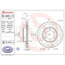 Brembo Bremsscheibe 09.A204.1X 338mm 28mm f&uuml;r TOYOTA (FAW)