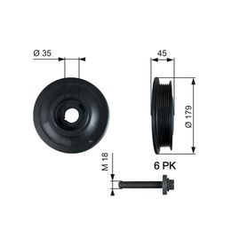 GATES Riemenscheibe, Kurbelwelle DriveAlign&reg; tvd1012a f&uuml;r Vaughall SAAB