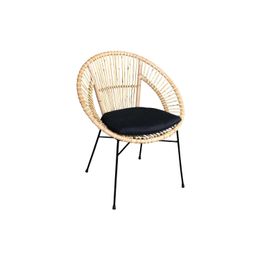 Esszimmerstuhl Korbstuhl Rattan Farbe natur inkl. Sitzkissen GENUA