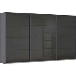 Schwebet&uuml;renschrank OTTO HOME "Kleiderschrank Schrank Garderobe AGORDO mit Dekor- oder Hochglanzfront", grau (graumetallic, hochglanz effektgrau, griffleisten graumetallic), B:360cm H:229cm T:62cm, Holzwerkstoff, Schr&auml;nke, Schwebet&uuml;renschrank, in 4 Breiten und 2 H&ouml;hen MADE IN GERMANY, Topseller
