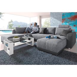 Jockenh&ouml;fer Wohnlandschaft JOCKENH&Ouml;FER GRUPPE "Orlando U-Form, B: 337 cm, Liegefl. 135x305 cm", grau, B:337cm H:69cm T:180cm, Struktur Farbe petrol: 87% Polyester, 13% Polyacryl;Struktur Farbe greige: 45% Polyacryl, 35% Polyester, 20% Baumwolle;Luxus-Microfaser ALCATOP (100% Polyester) / Struktur (s. u.) Kunstleder SOFTLUX / Struktur (s.u.);Struktur: alle restlichen Farben, au&szlig;er greige + petrol: 65% Polyacry